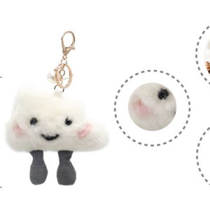 Cute Cartoon Blushing Cloud Face Charm - Shearling Fluffy Cloud ...