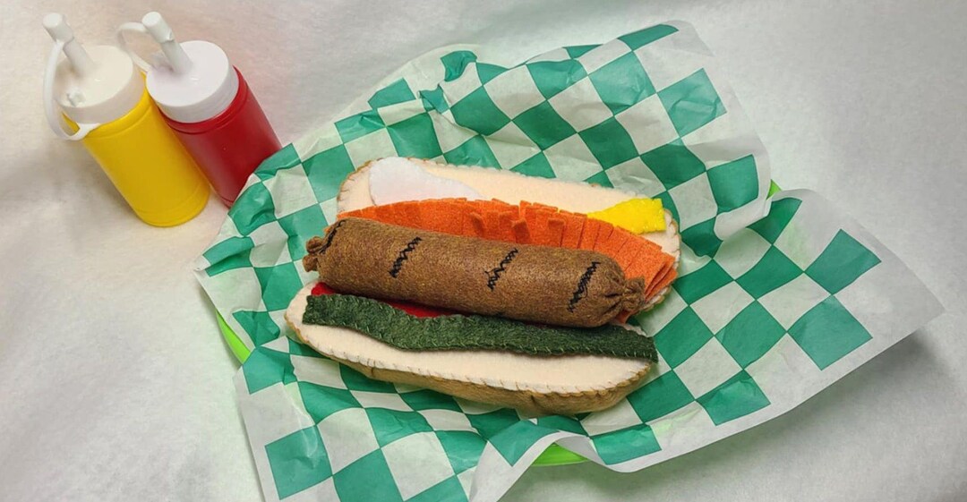 Felt Food Hot Dog - Fully Loaded - for Play Kitchens and Play Fire Pit ...