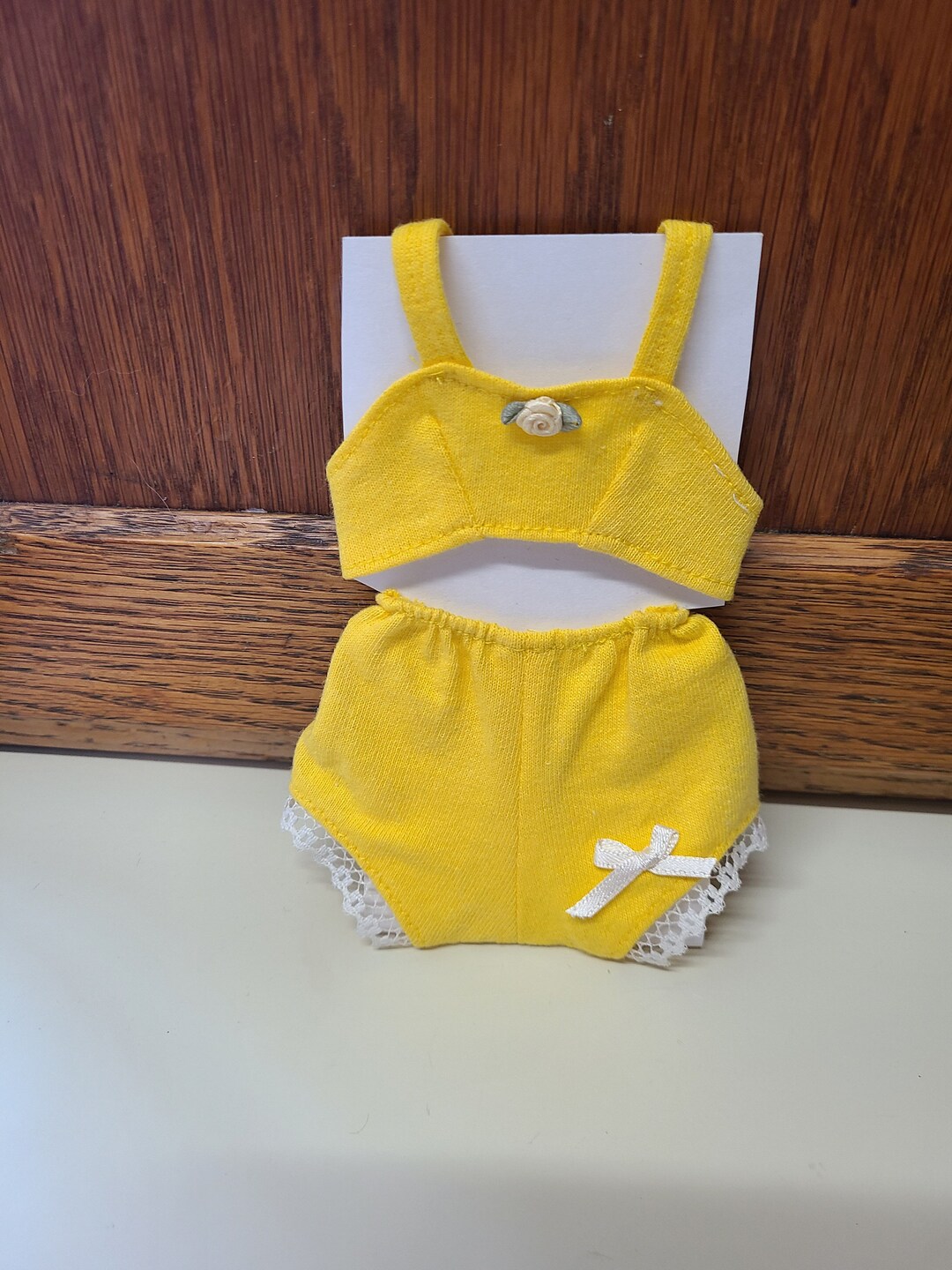Miss Revlon Yellow Bra and Panties Yellow Rose High Waisted Handmade - Etsy