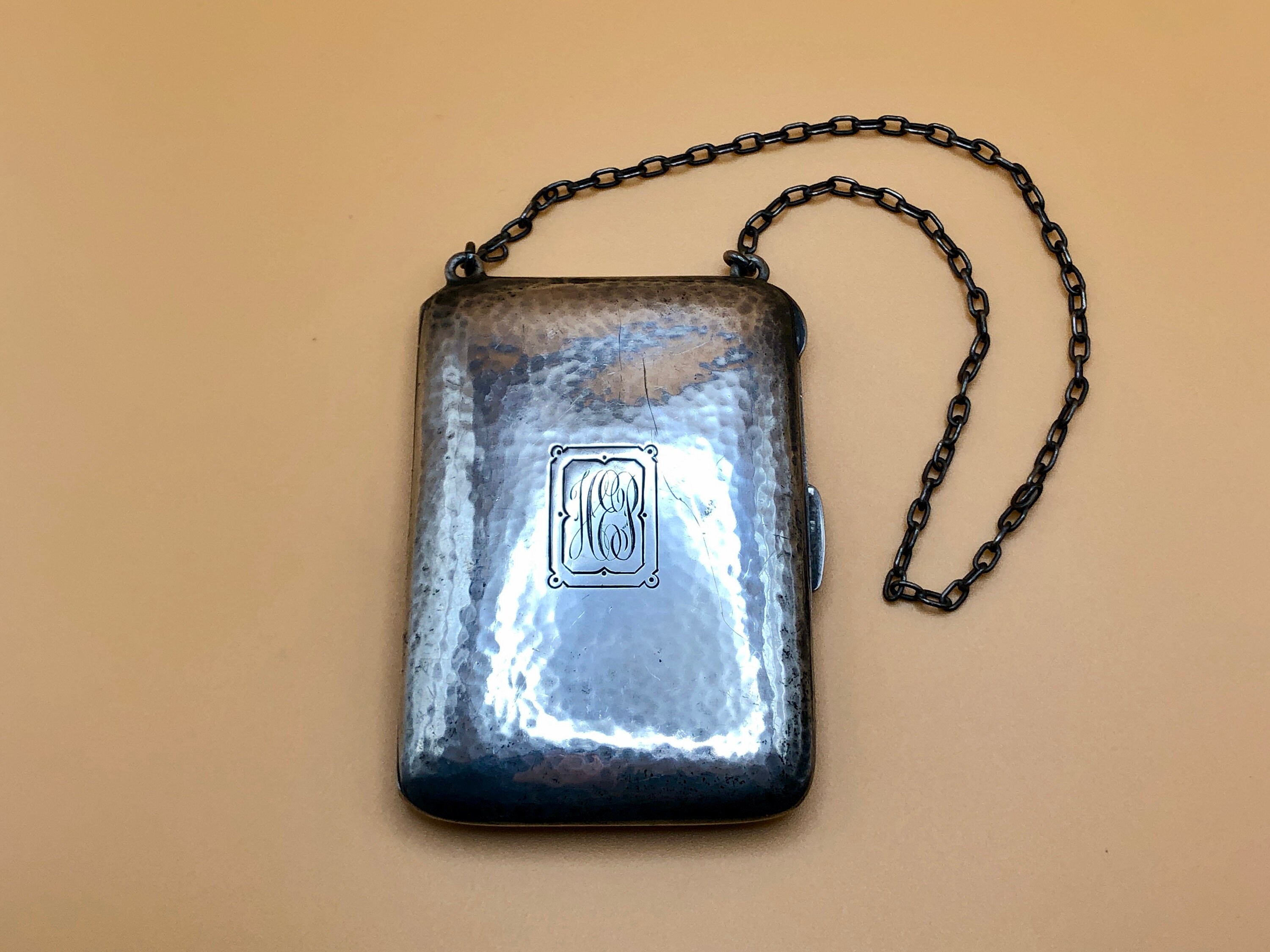 Antique Hammered Sterling Silver Coin Purse Compact W/ Mirror & Card or ...