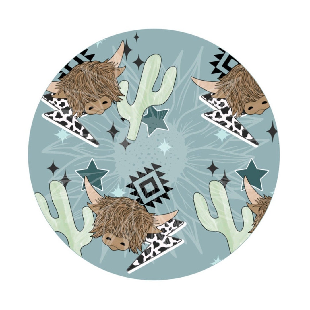 Highland Cow Cardstock Round Digital Downloads | Cardstock Image for ...