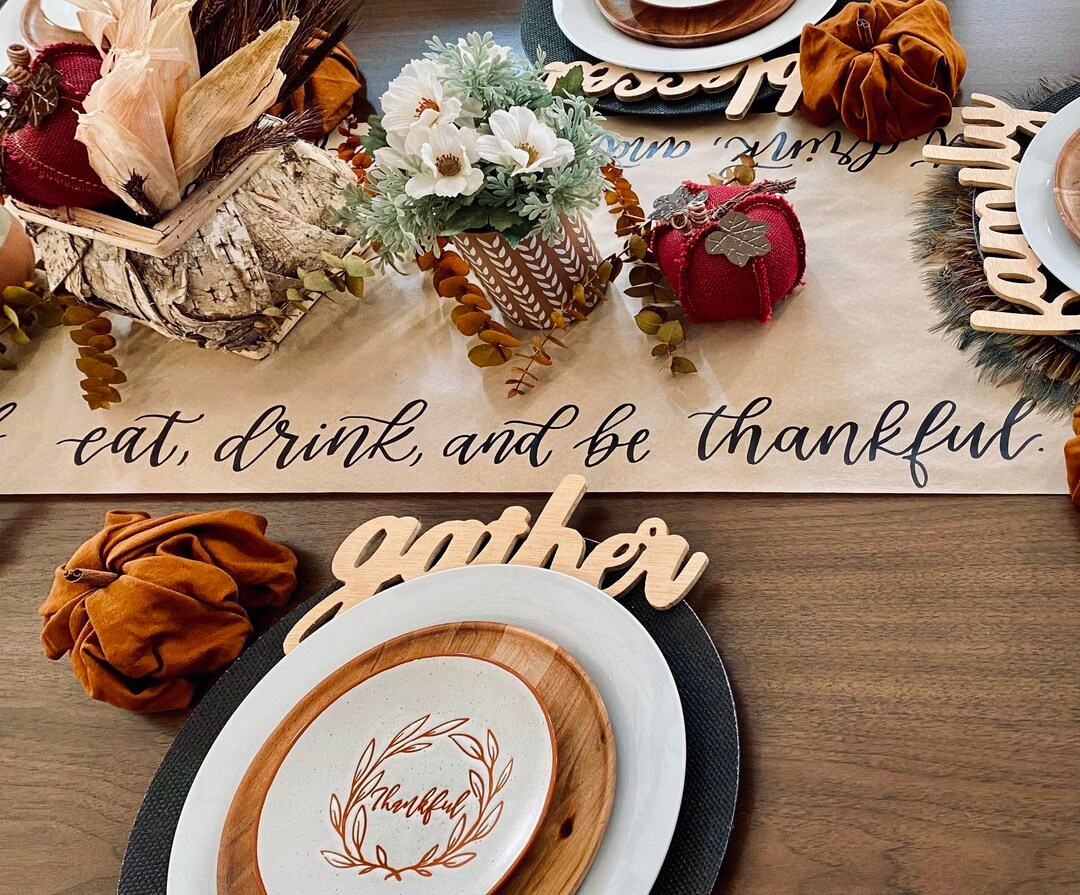 Brown Paper Table Runner for Holidays Handlettered Kraft - Etsy