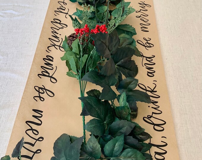 Brown Paper Table Runner for Holidays Handlettered Kraft Paper Custom ...