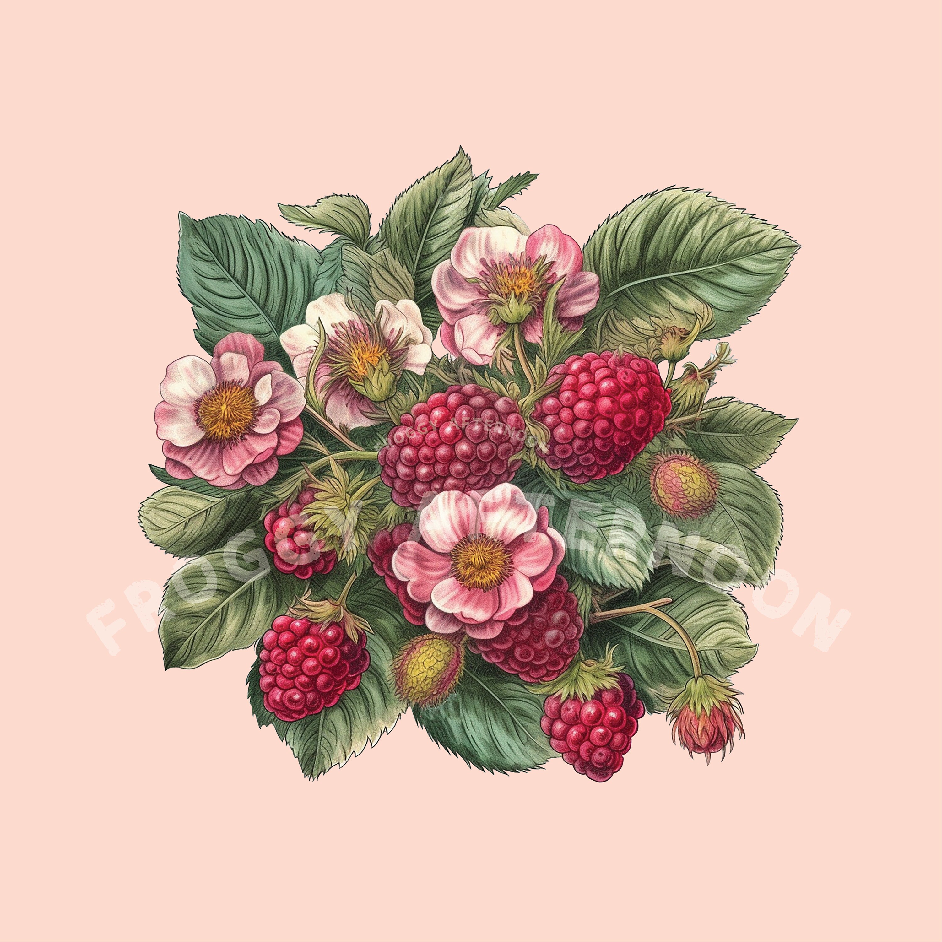 Transparent Vintage Raspberry PNG / Old-fashioned Raspberries Art for ...