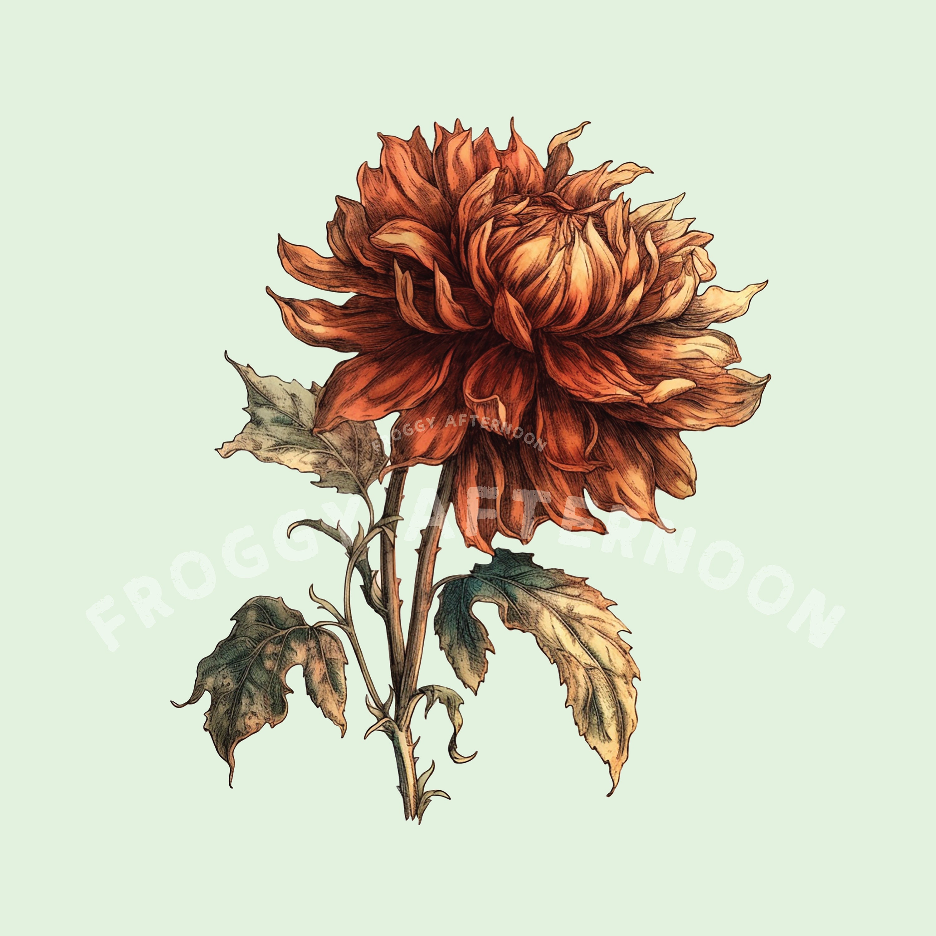 Transparent Vintage Autumn Flower PNG / Retro Fall Floral Clipart ...