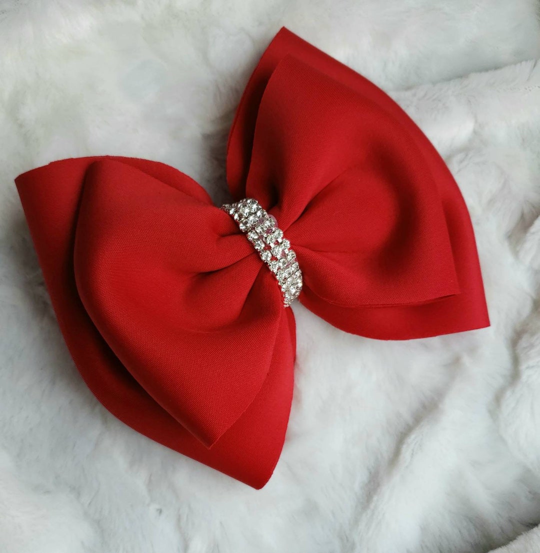 Deep Red Rhinestone Bow on Clip or Nylon - Etsy