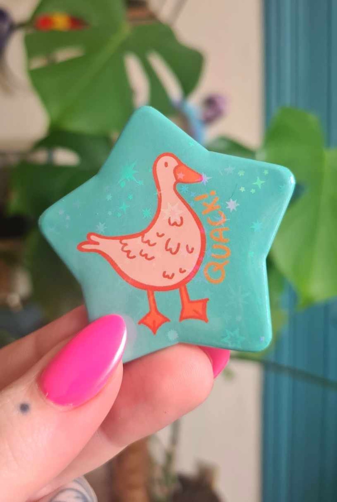 Quack Holographic Button Badge - Etsy