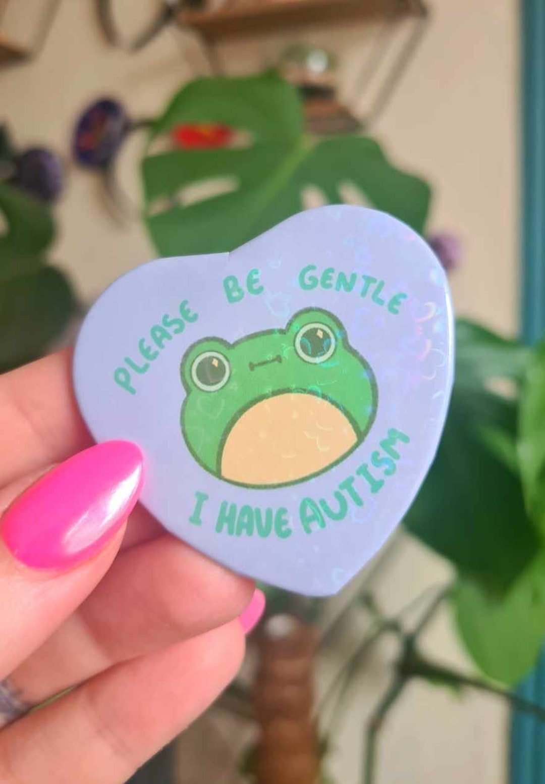 Please Be Gentle I Have Autism Holographic Button Badge - Etsy