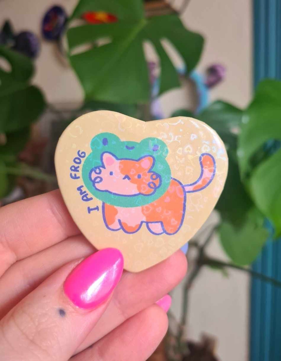 I Am Frog Holographic Button Badge - Etsy Australia