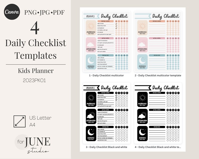 Kids Daily Checklist Routine Chart School Schedule - Etsy