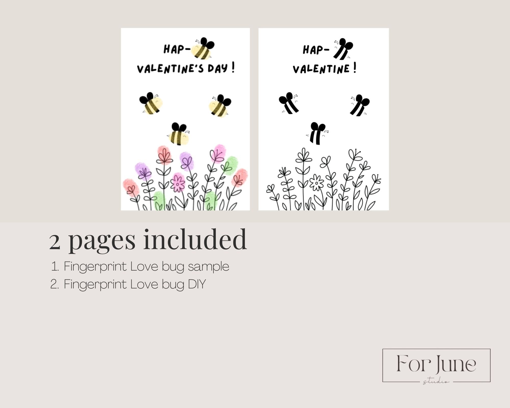 Fingerprint Card, Thumbprint Wildflower and Bee, Handprint, Happy ...