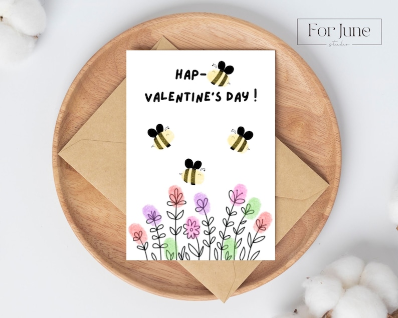 Fingerprint Card, Thumbprint Wildflower and Bee, Handprint, Happy ...