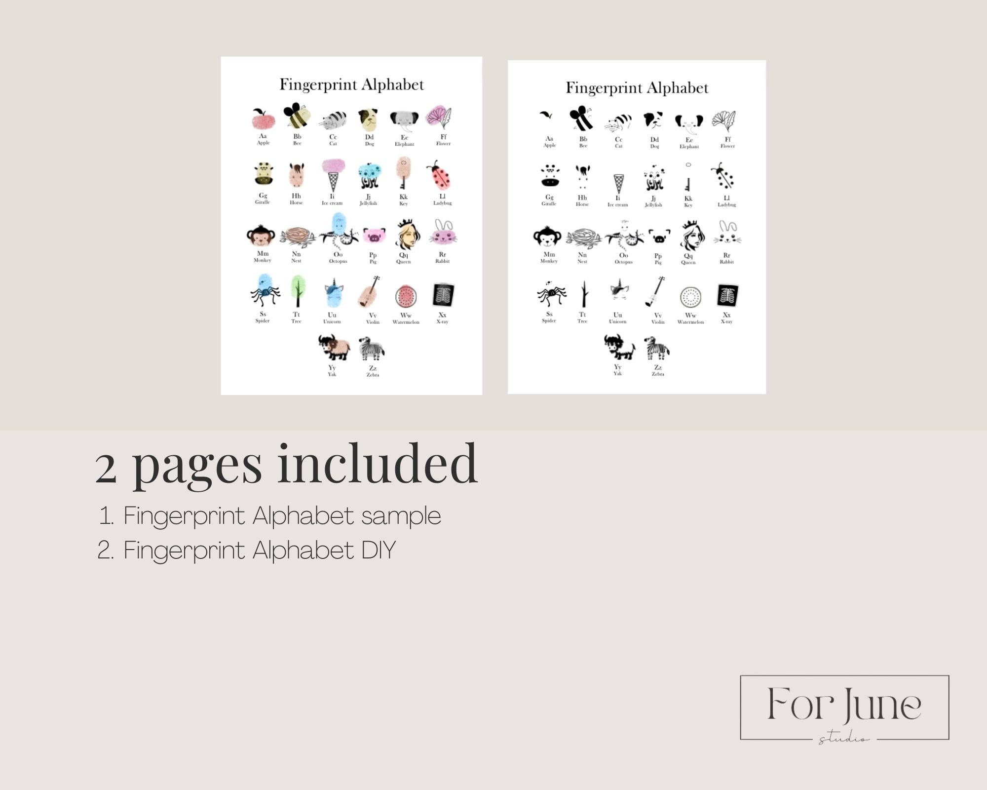 Fingerprint Alphabet, Thumbprint Craft, A-Z Handprint, ABC Animal ...