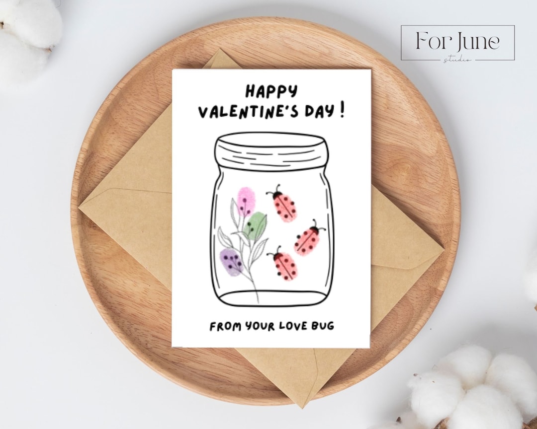 Fingerprint Card, Thumbprint Love Bug, Lady Bug Handprint, Happy ...