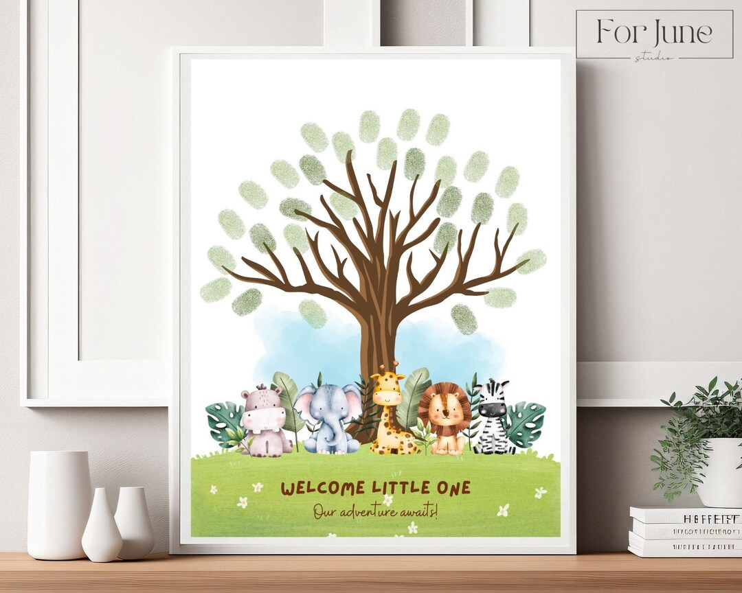Fingerprint, Safari Animal, Tree, US Letter, Thumbprint, Handprint ...