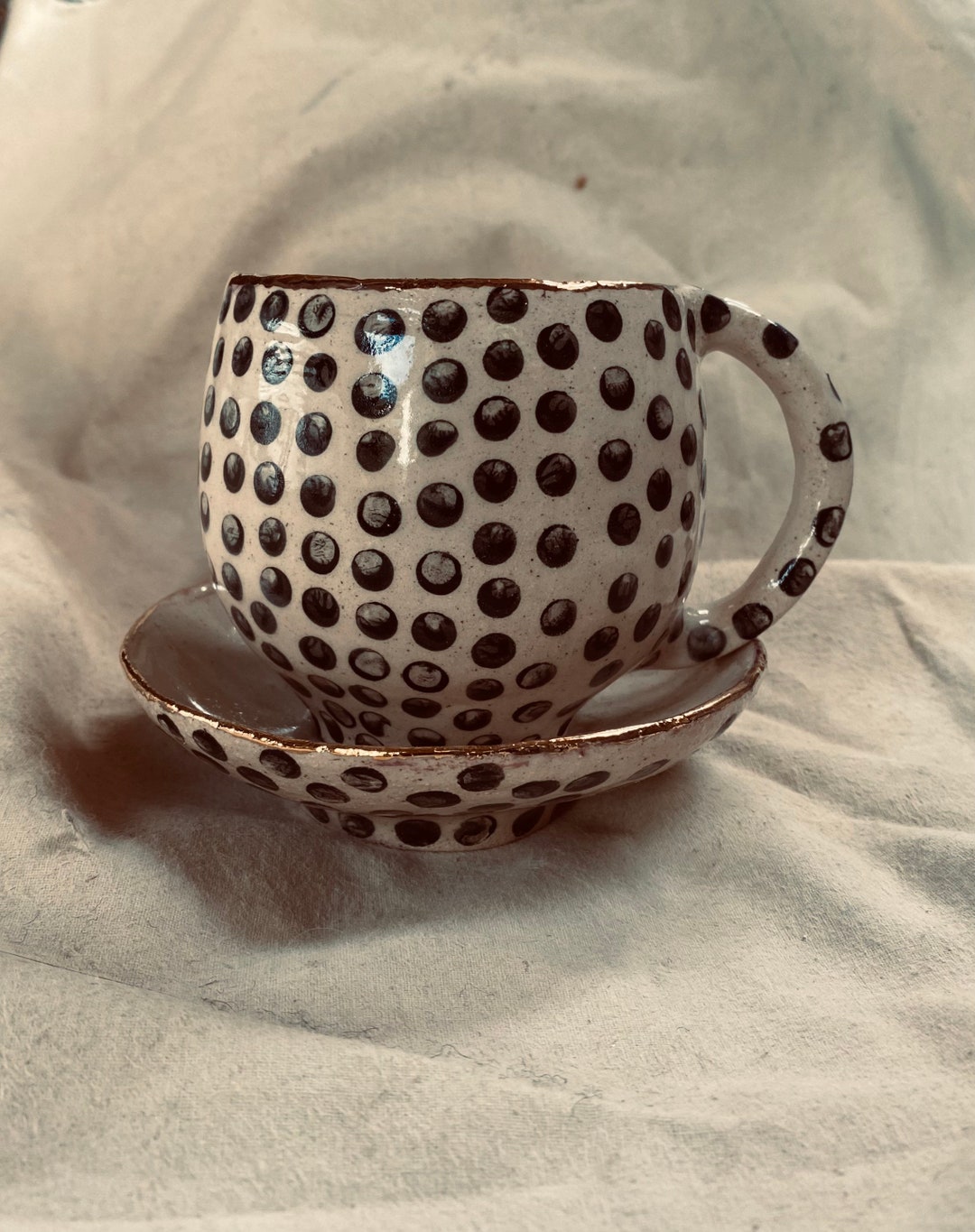 Spotty Coffee/tea Cup and Saucer - Etsy