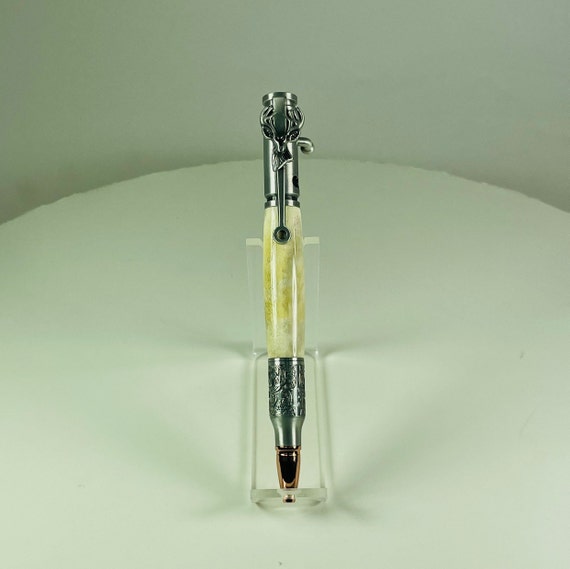 Deer Head Antler Pen Bolt Action Pen 30 Cal Pen/pewter | Etsy