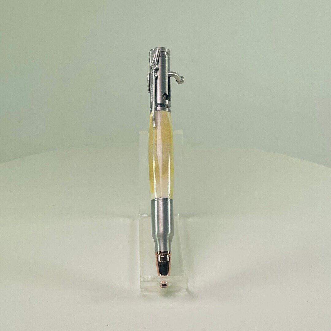 Deer Antler Pen, Bolt Action Pen, 30 Cal Pen/pewter Finish - Etsy