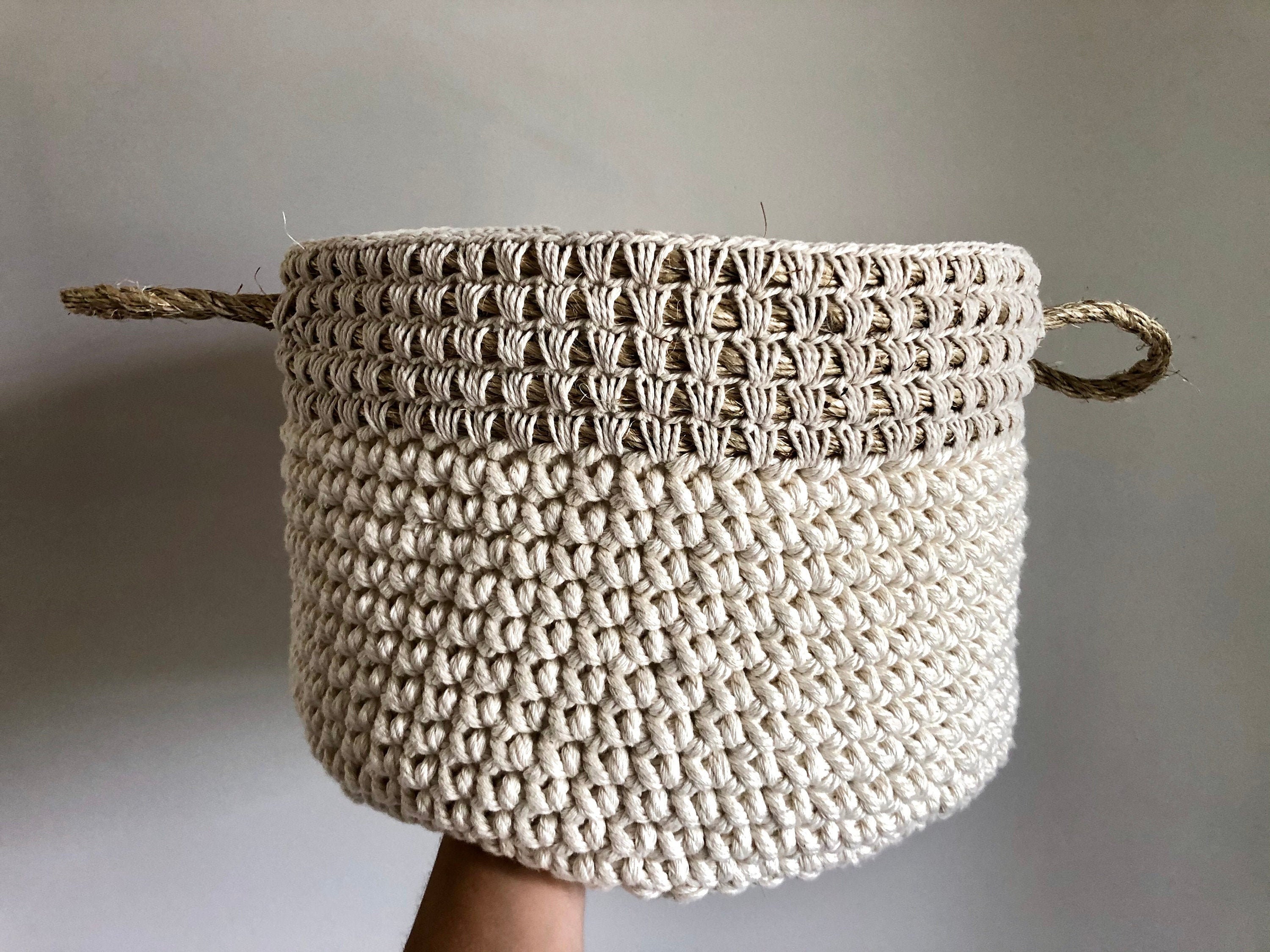 Boho Basket/ Plant Pot/ Boho Plant Basket/ Crochet Cotton - Etsy