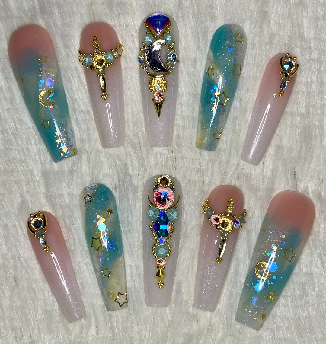 Glowy Moon Press on Nails - Etsy