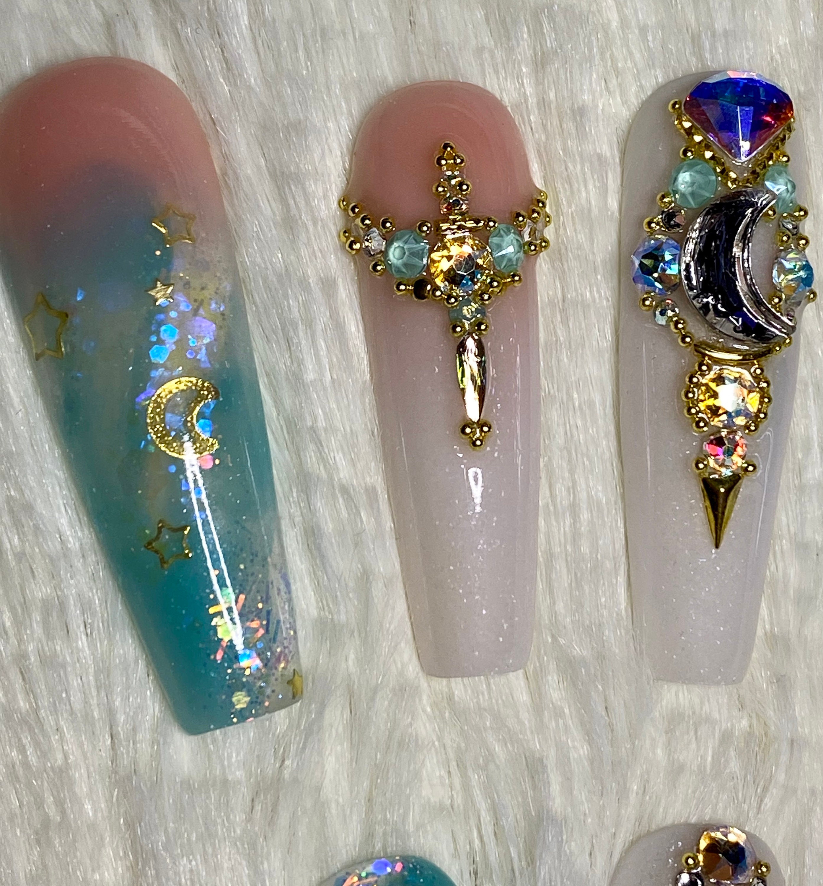 Glowy Moon Press on Nails - Etsy