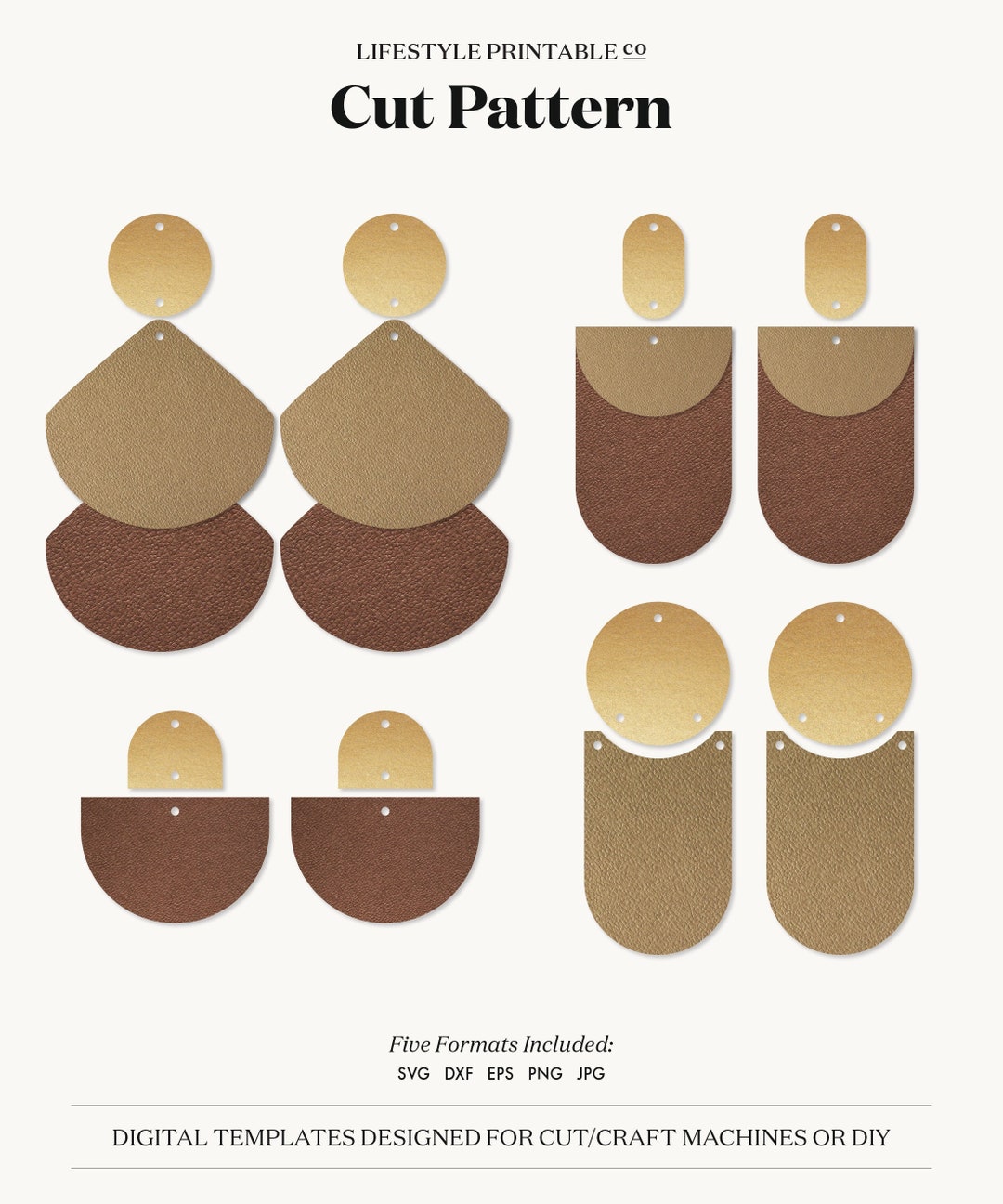 Earrings SVG | Joined Earrings Template SVG, Clay Stack Earrings ...