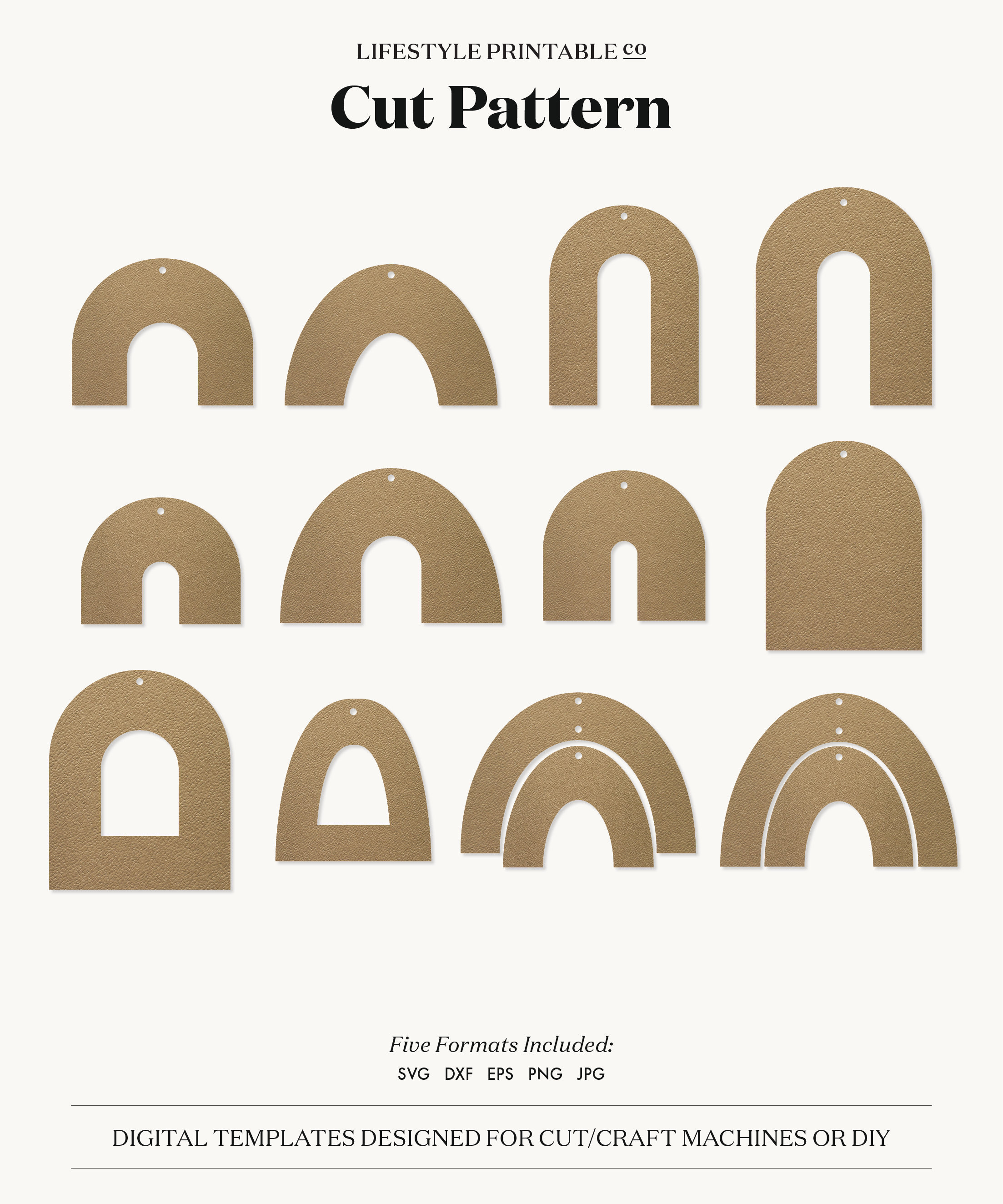 U Shape Earrings SVG | Arch Earrings Template SVG, Leather Earrings ...