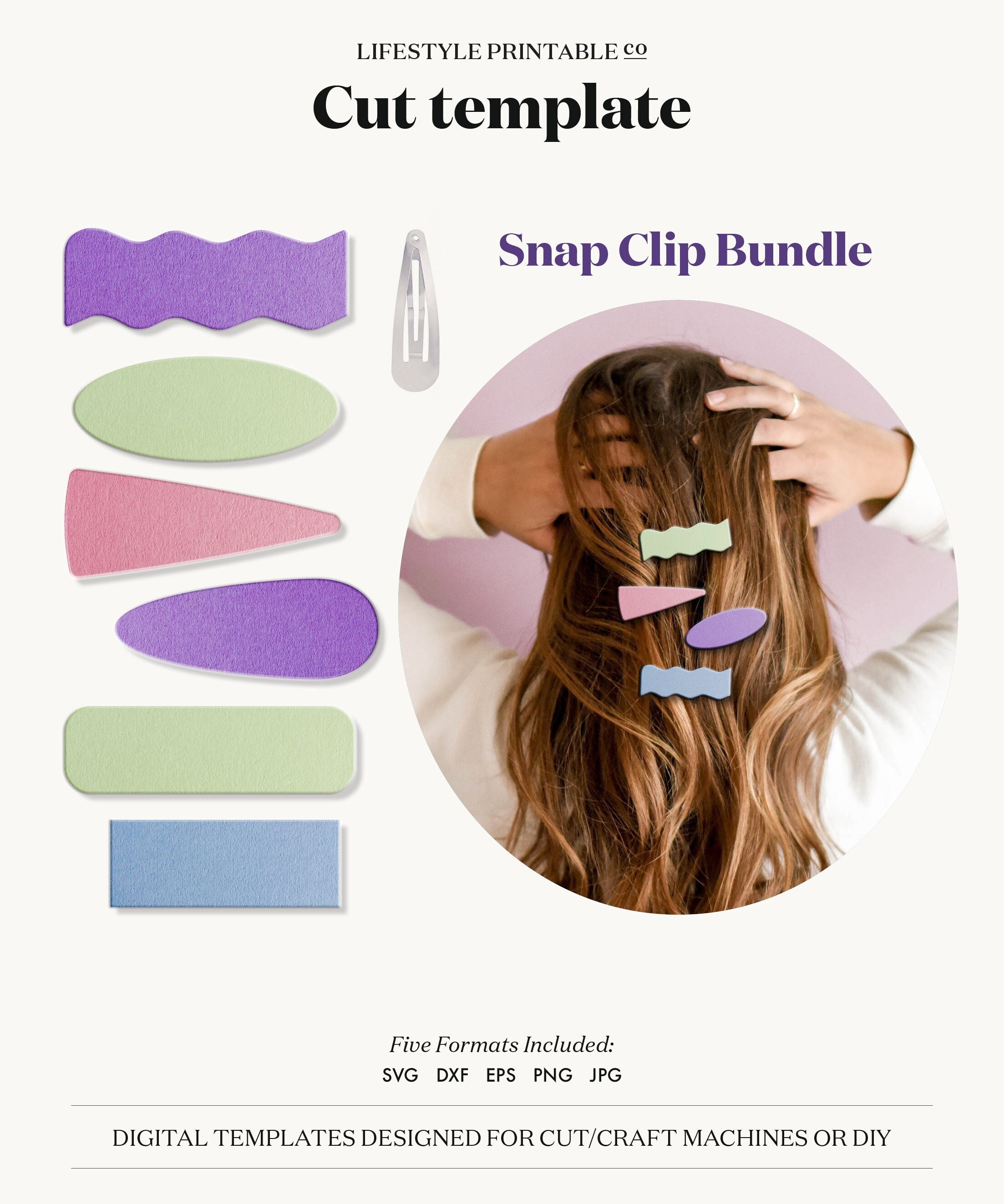 Snap Clip SVG Clippie Cover Template Hair Clip Svg Files for - Etsy