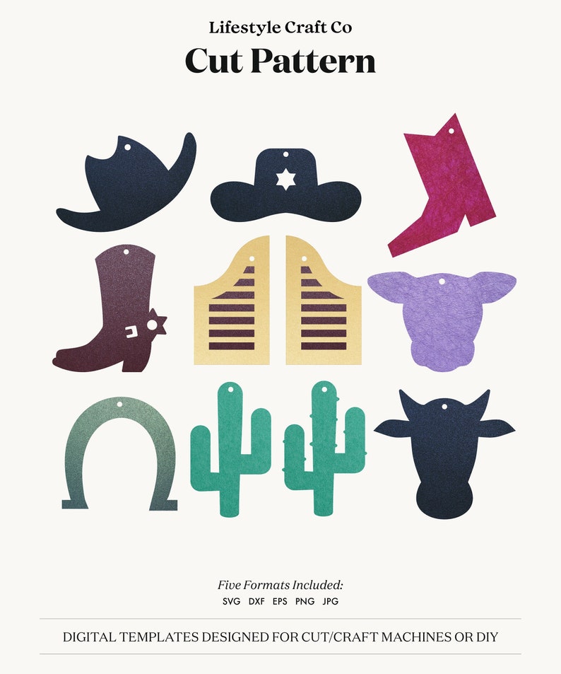 Cowgirl Western Earring SVG, Faux Leather Earring Templates | Country ...