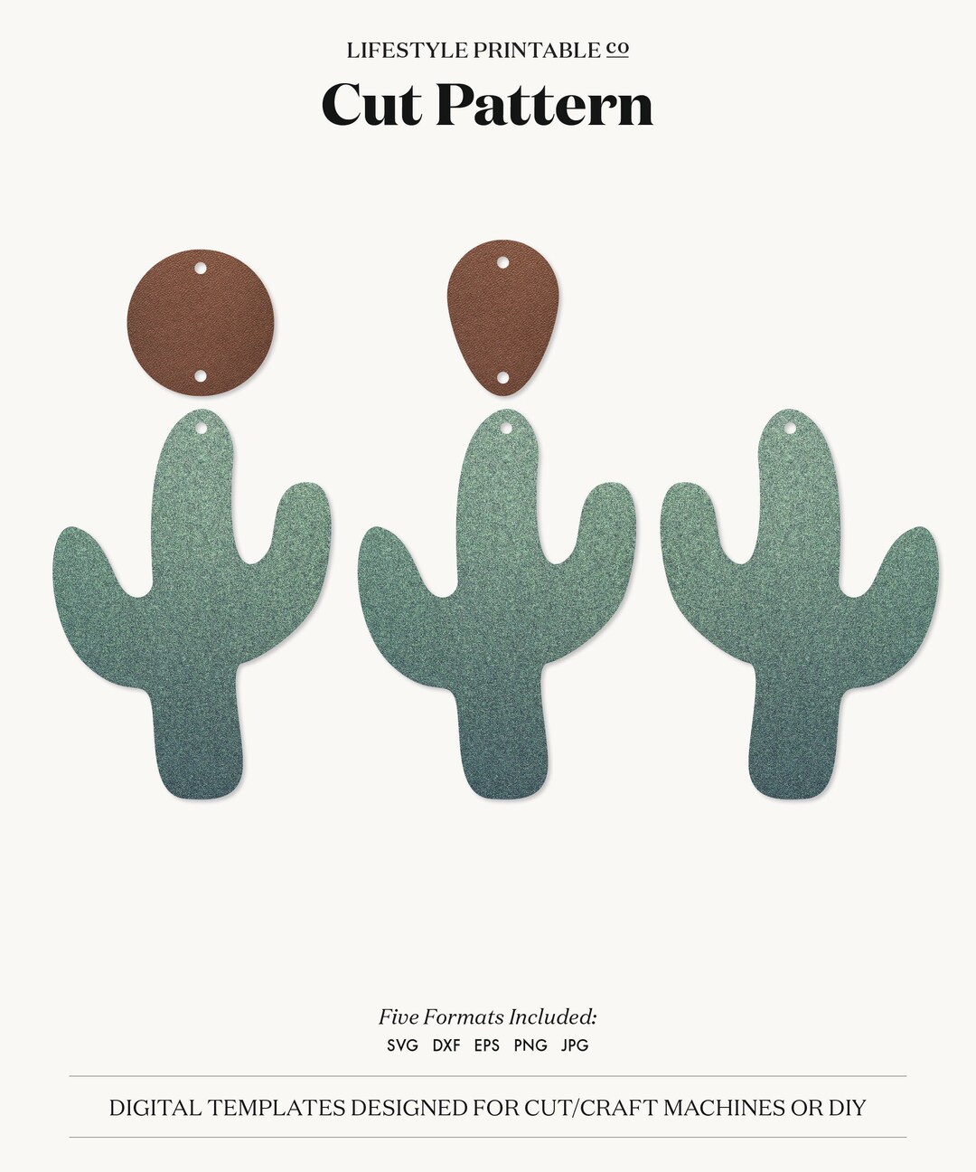 Earrings SVG | Cactus Earrings Template SVG, Clay Earring Template ...