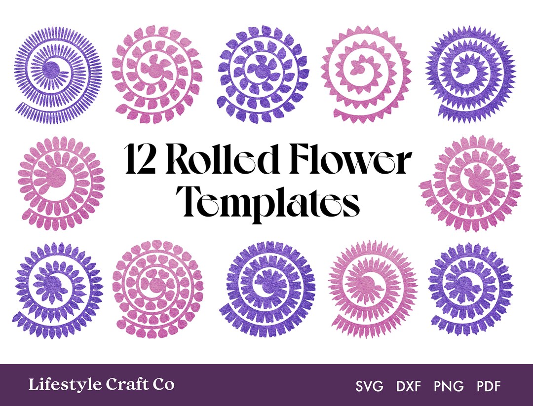 Rolled Flower SVG, 3D Flower Template, Rolled Paper Flower SVG, Paper ...