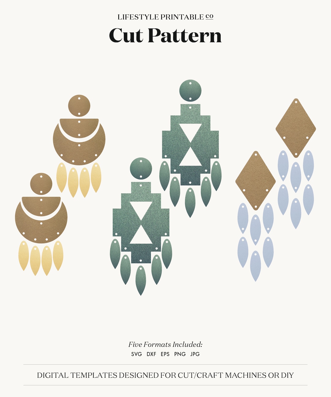 Bohemian Earrings SVG, Stacked Boho Earrings SVG, Leather Earrings ...