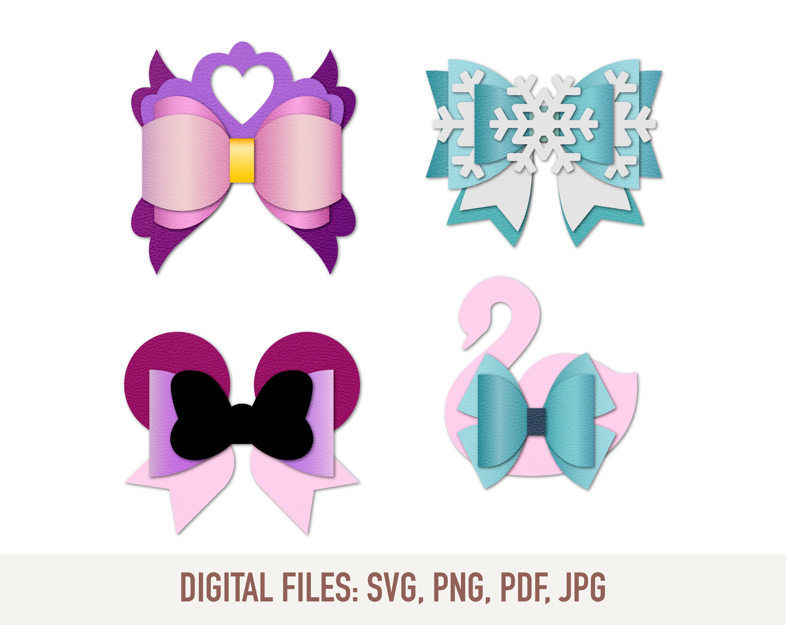 Bow Bundle SVG, Hair Bow Template, Bow Collection SVG, Felt Bow SVG ...