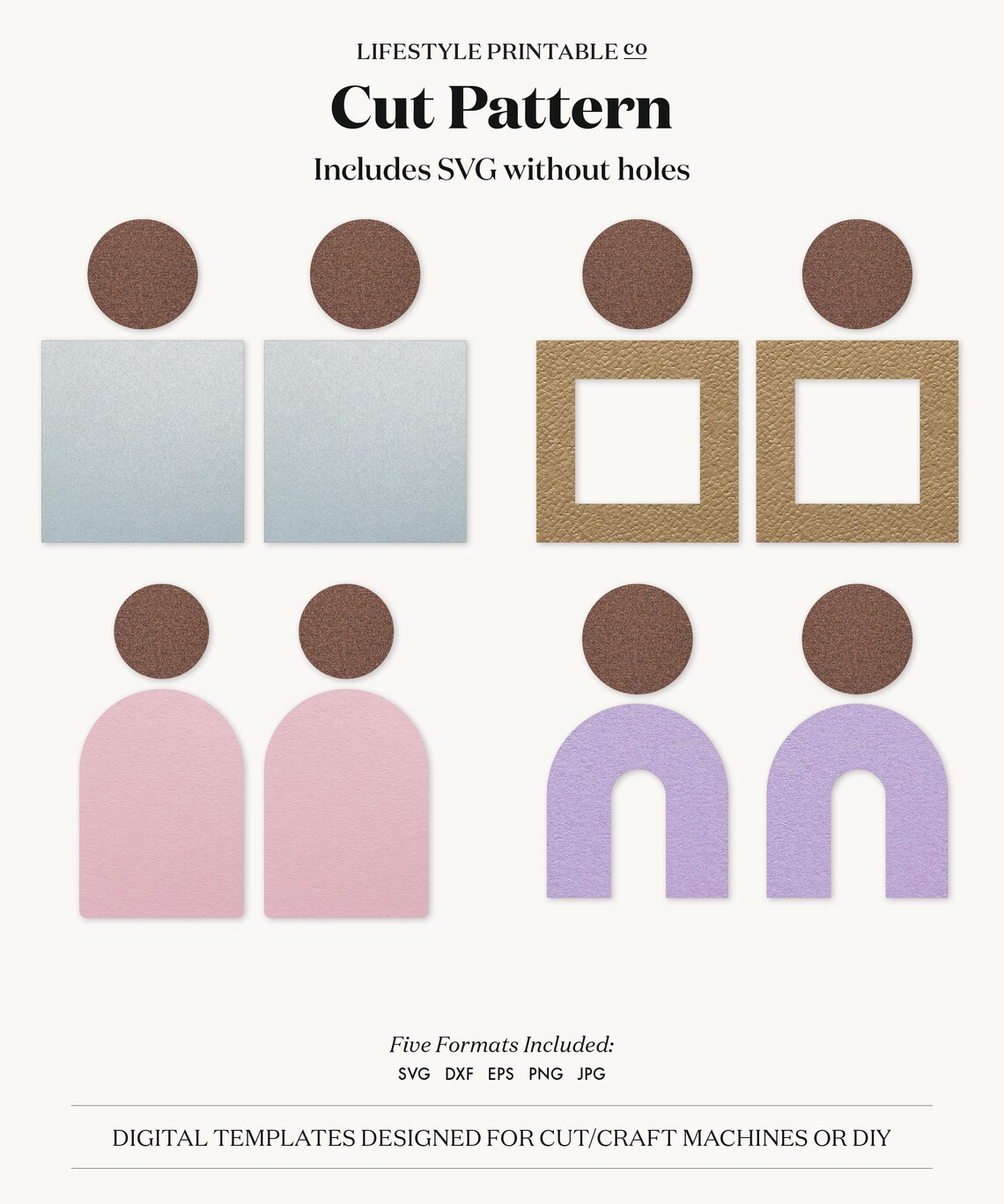 Earrings SVG | Joined Earrings Template SVG, Leather Earrings, Clay ...