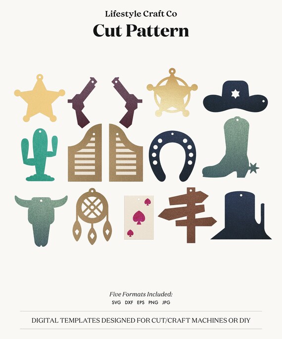 Cowgirl Western Earring SVG Faux Leather Earring Templates - Etsy