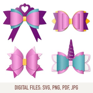 Bow Bundle SVG, Hair Bow Template, Bow Collection SVG, Felt Bow SVG ...