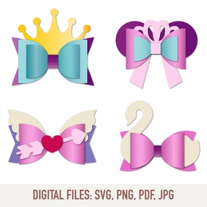 Bow Bundle SVG, Hair Bow Template, Bow Collection SVG, Felt Bow SVG ...