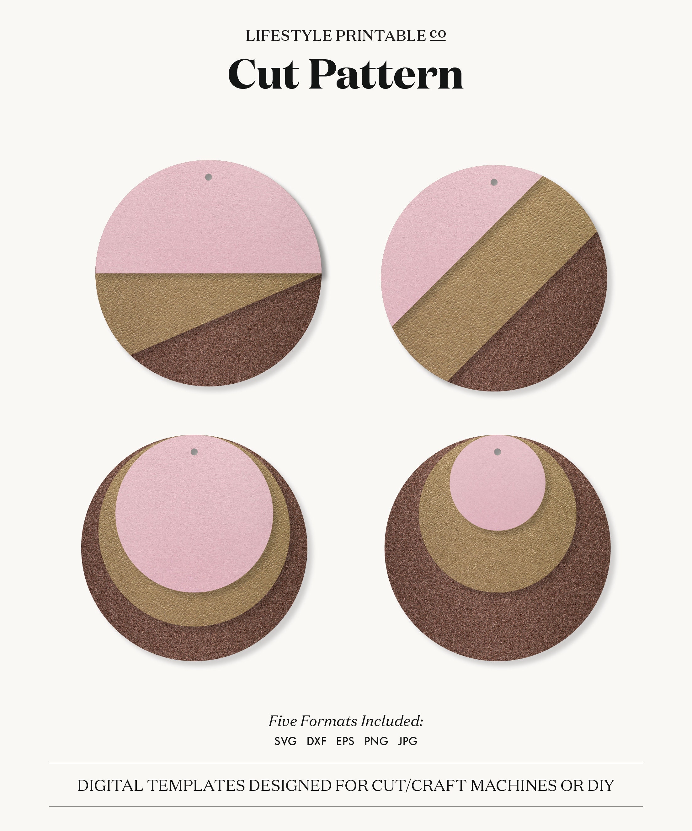 Round Stacked Earrings SVG Circle Earring Template Leather - Etsy