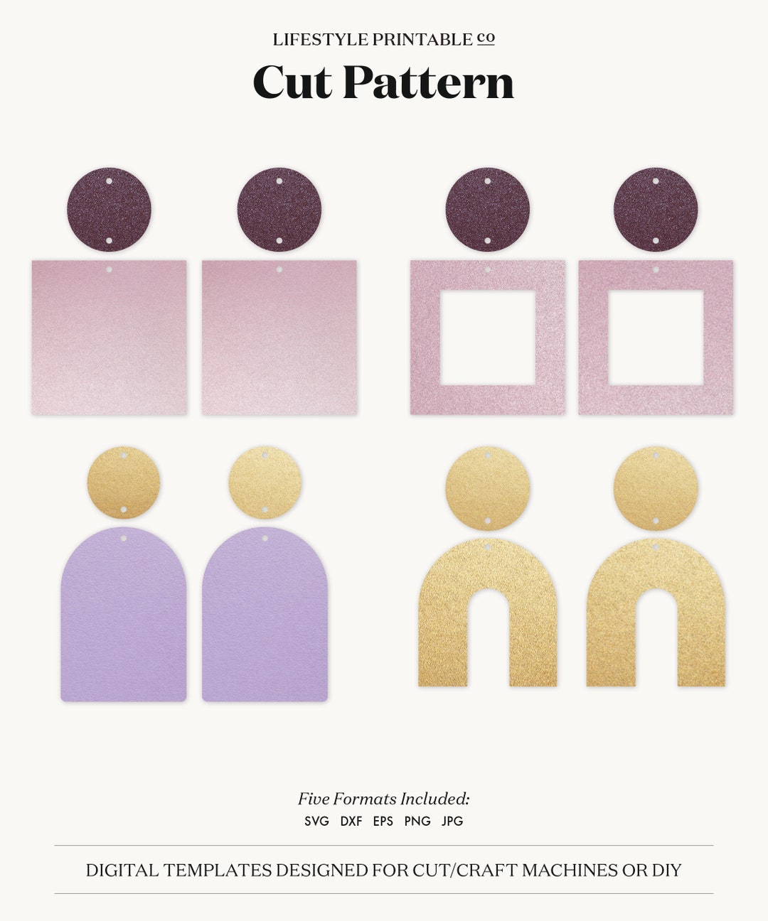 Earrings SVG | Joined Earrings Template SVG, Leather Earrings, Clay ...