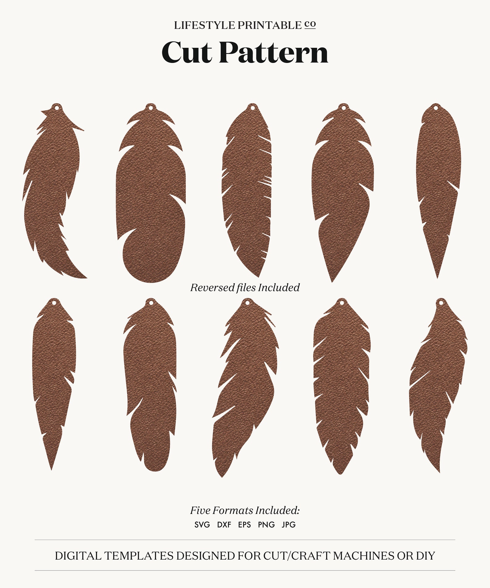 Feather Bundle Earrings SVG Feather Jewelry Template Leather - Etsy