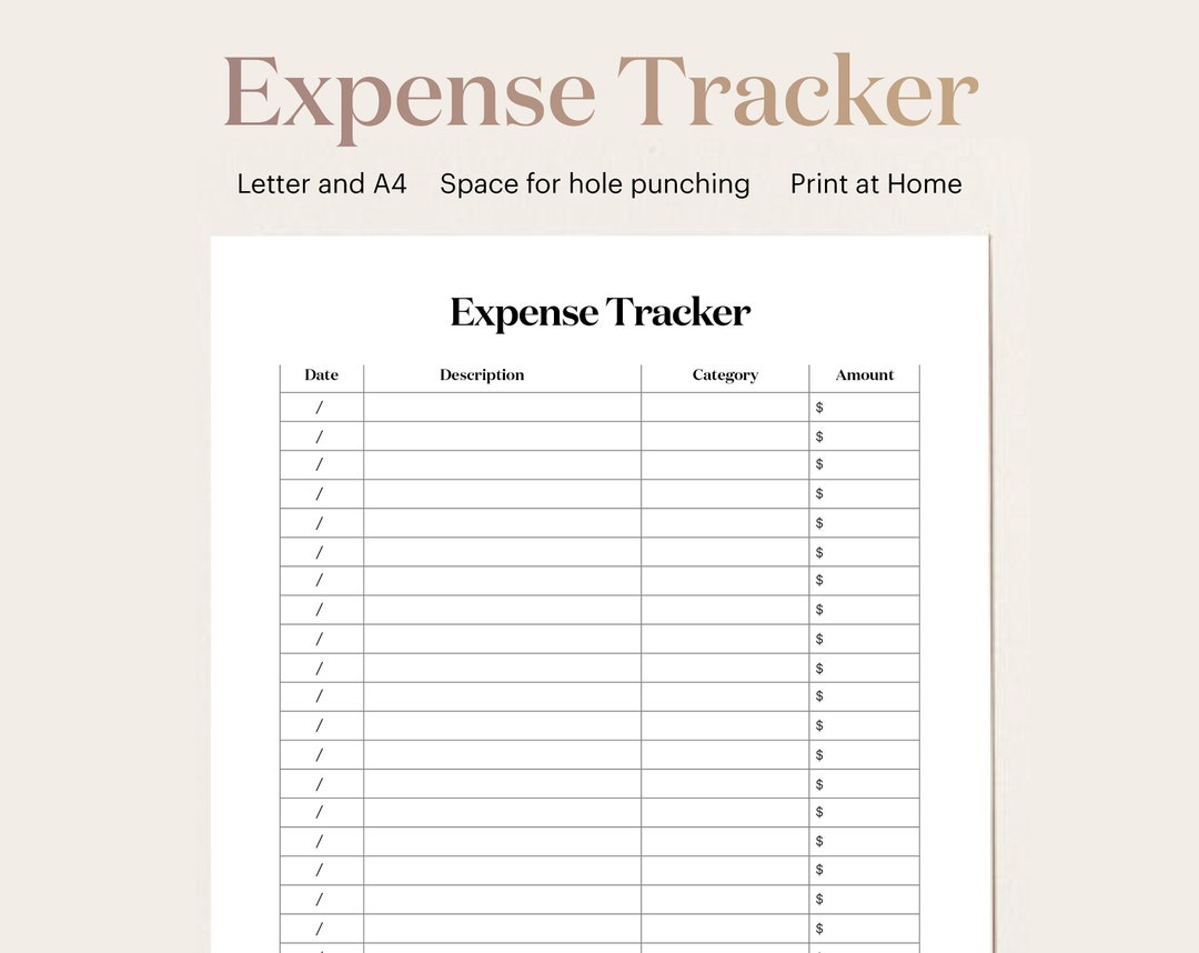 Expense Tracker Printable Letter A4, Expense Tracking, Spending Log ...