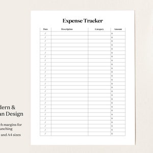 Expense Tracker Printable Letter A4, Expense Tracking, Spending Log ...