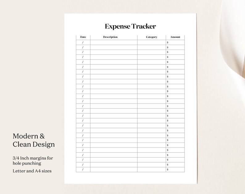 Expense Tracker Printable Letter A4 Expense Tracking | Etsy