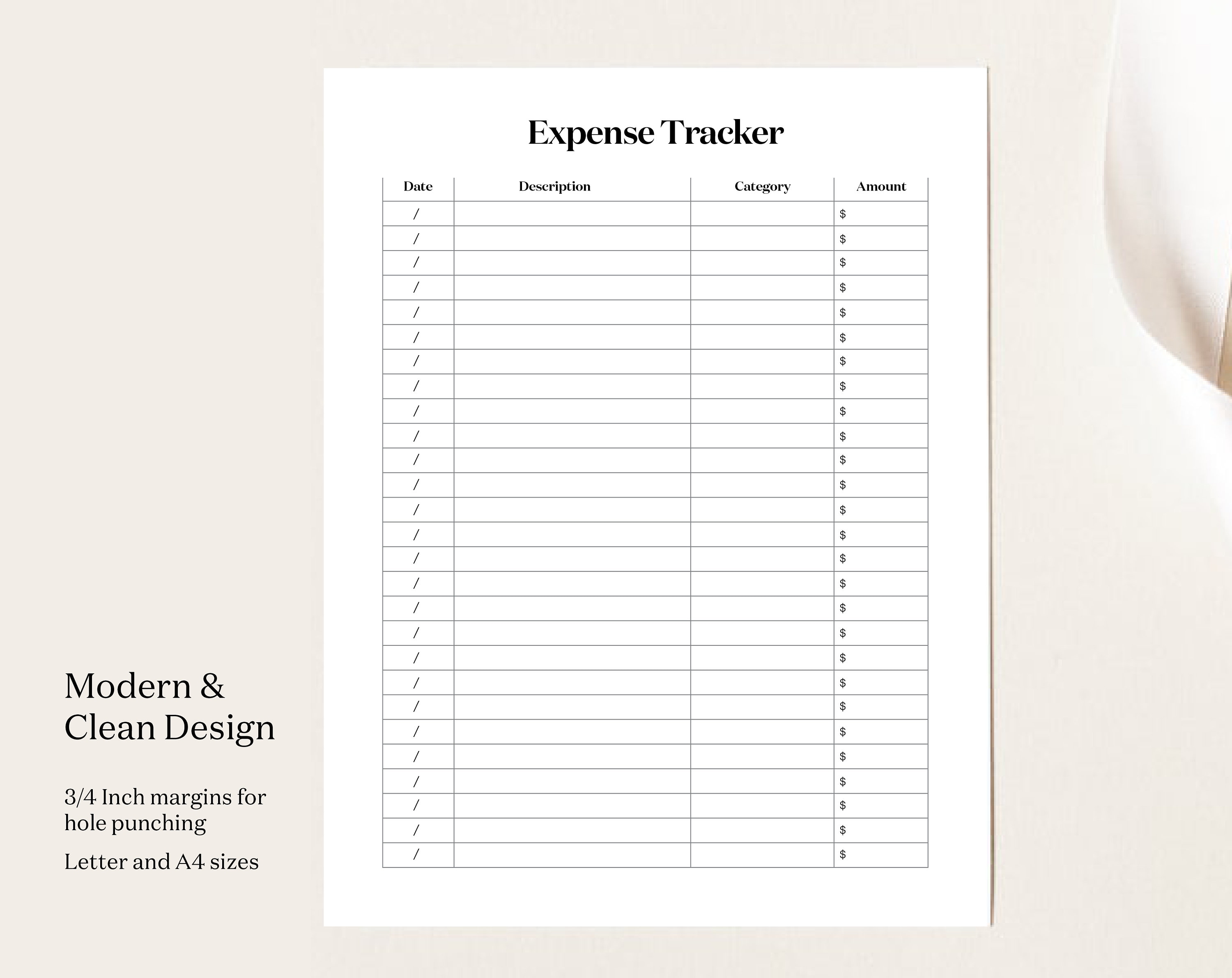 Expense Tracker Printable Letter A4, Expense Tracking, Spending Log ...