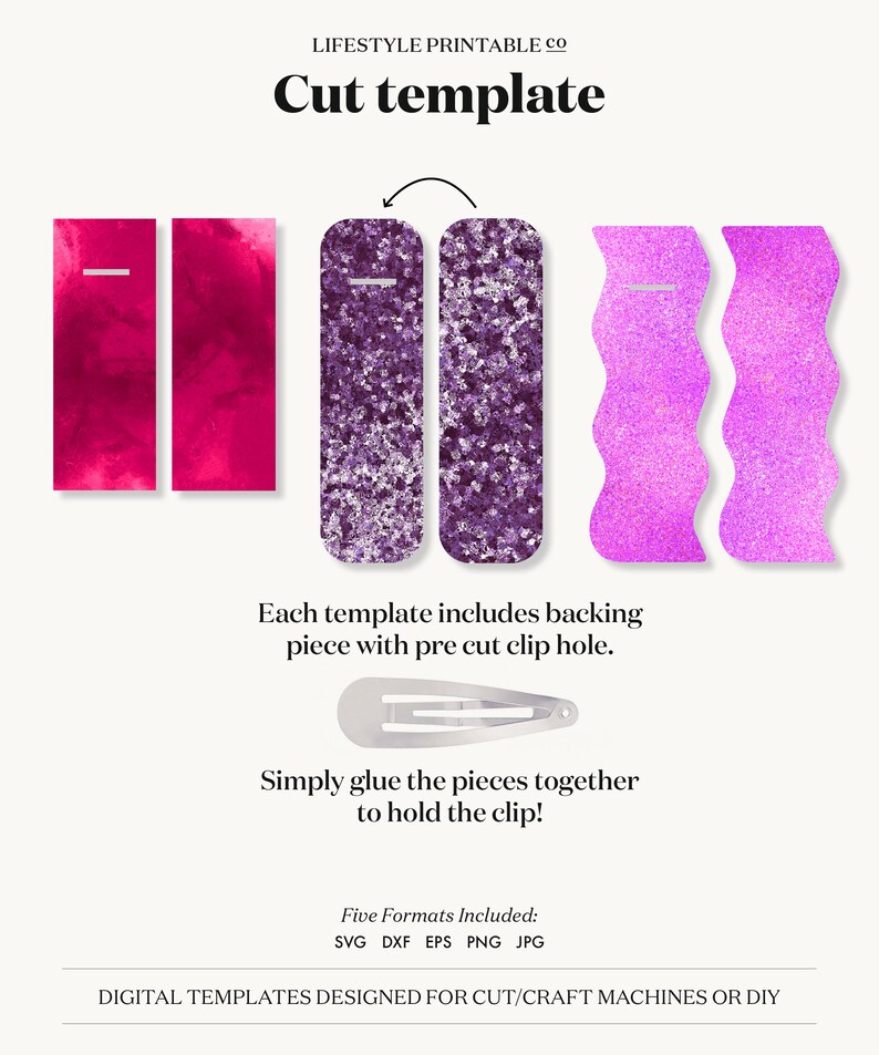 Snap Clip SVG Clippie Cover Template Hair Clip Svg files for | Etsy