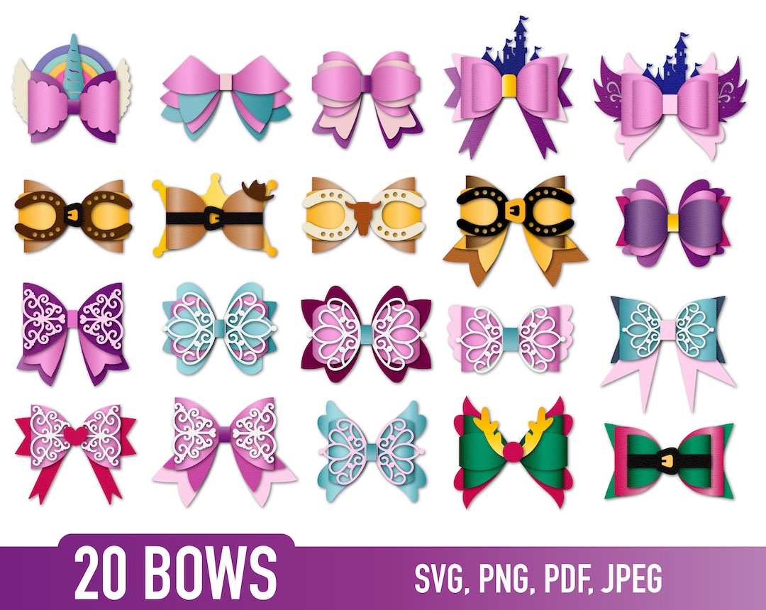Bow Bundle SVG, Hair Bow Template, Bow Collection SVG, Felt Bow SVG ...