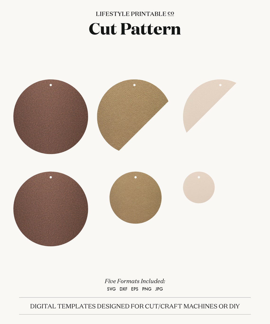 Round Stacked Earrings SVG Circle Earring Template Leather - Etsy