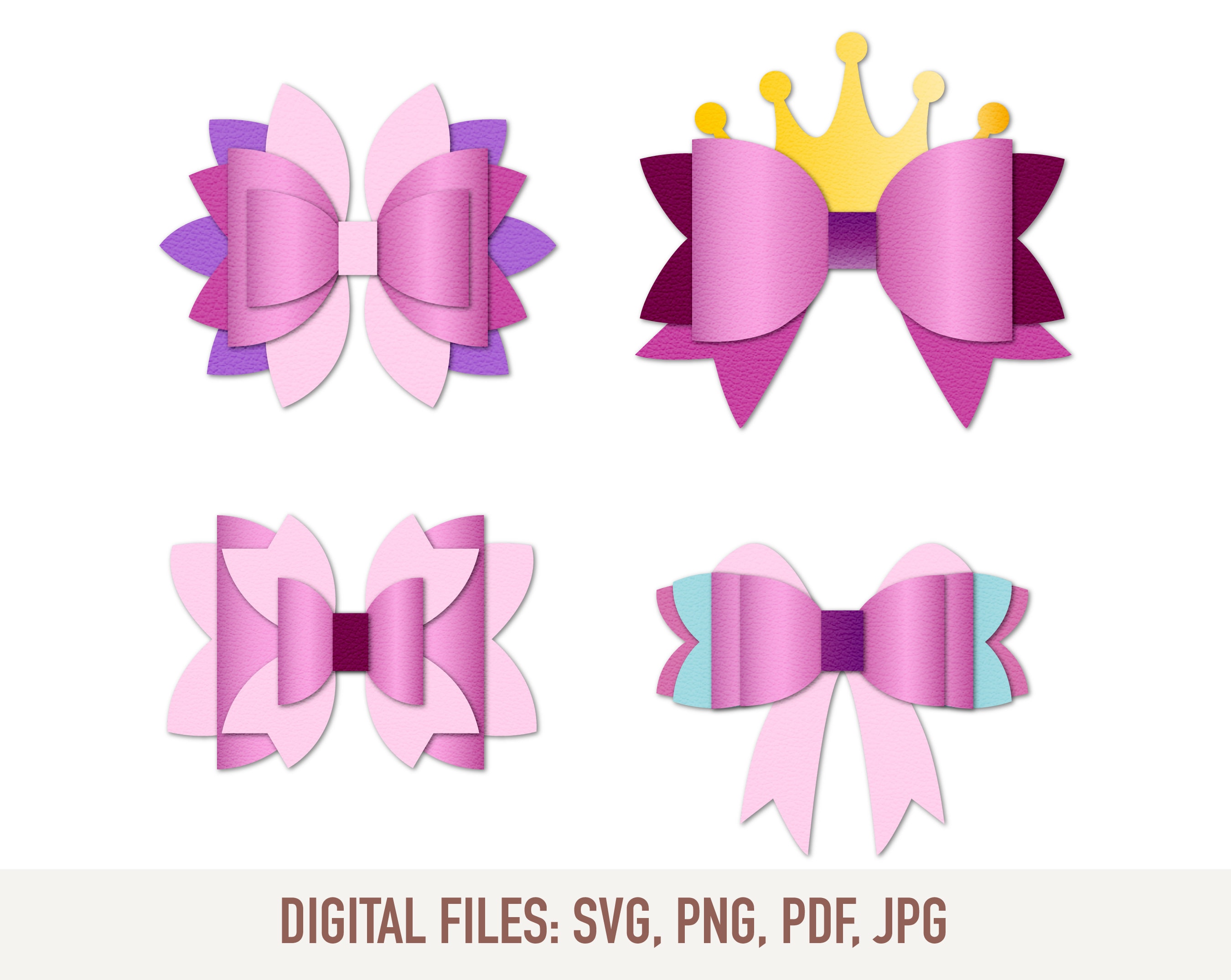 Bow Bundle SVG, Hair Bow Template, Bow Collection SVG, Felt Bow SVG ...