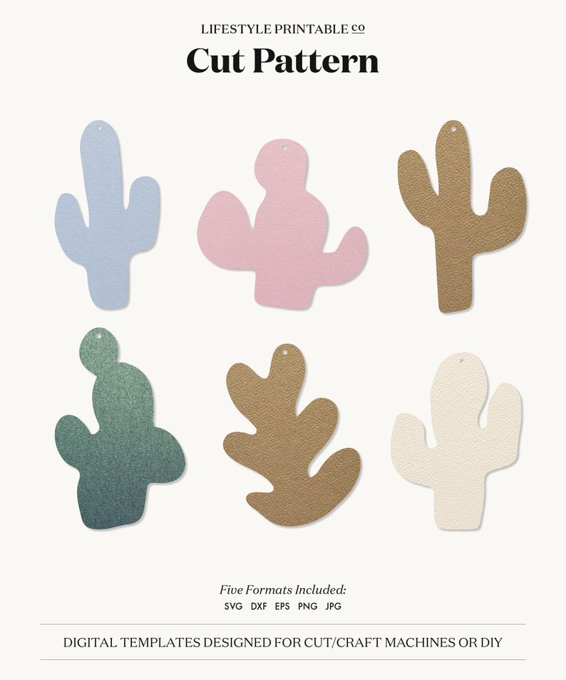 Earrings SVG | Cactus Earrings Template SVG, Plant Earring Template ...