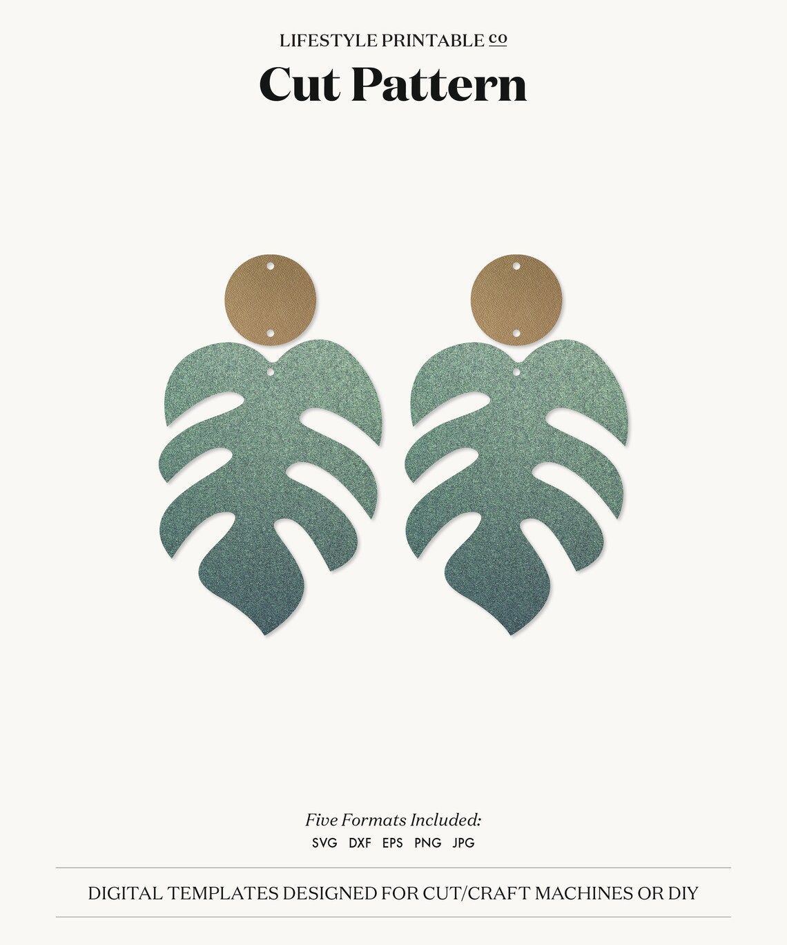 Earrings SVG Monstera Leaf Earrings Template SVG Plant - Etsy